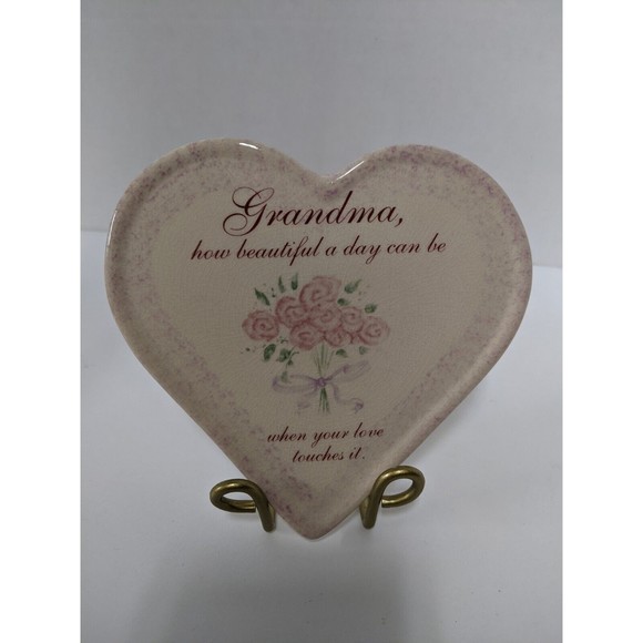 Accents | Vintage Heart Shaped Ceramic Tile Grandma Mothers Day Flowers ...